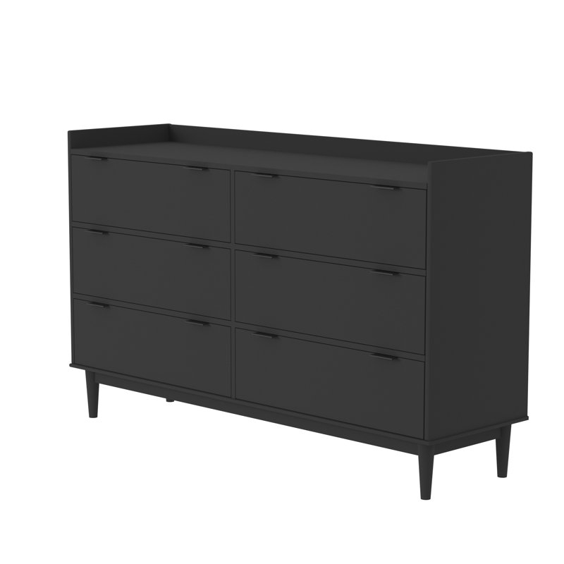 Ebern Designs Niarose 6 Drawer 55" W Solid Wood Double Dresser & Reviews | Wayfair